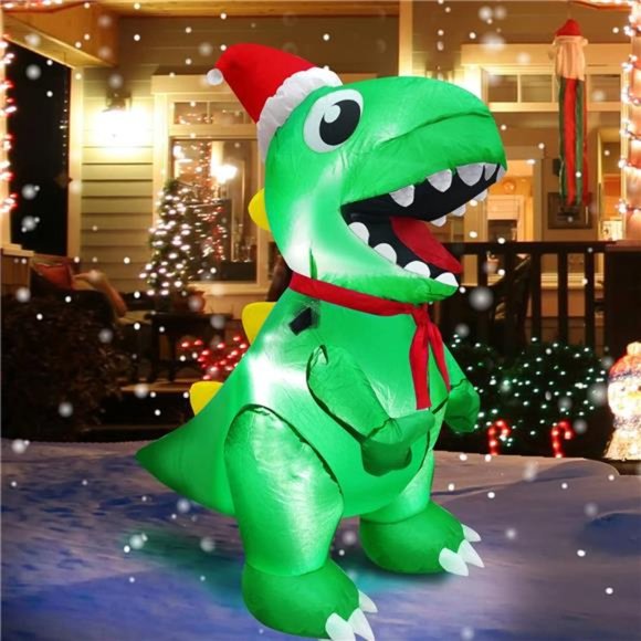 Holiday | 35 Ft Dinosaur Christmas Inflatable Outdoor Decoration W Xmas ...